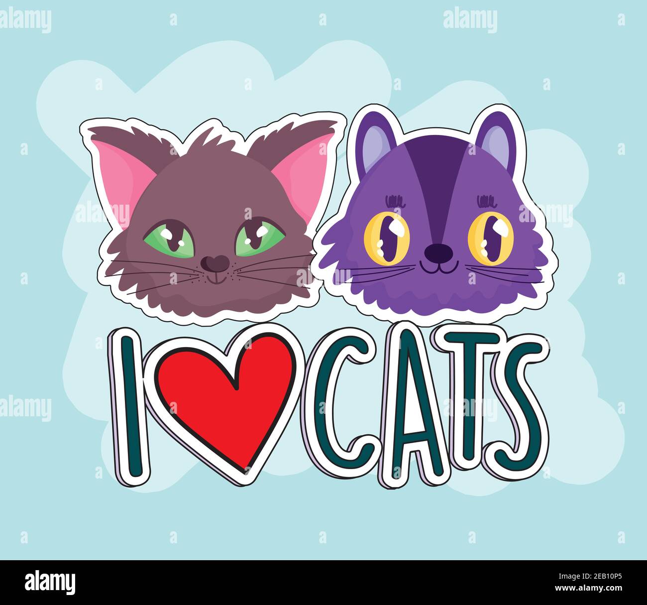 I love cats, funny animals faces cartoon vector illustration Stock Vector Image & Art - Alamy