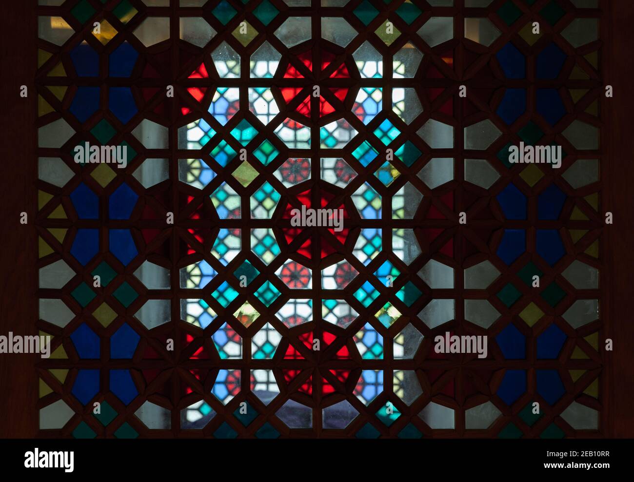 Ancient stained glass window with abstract Arabic geometric pattern ...