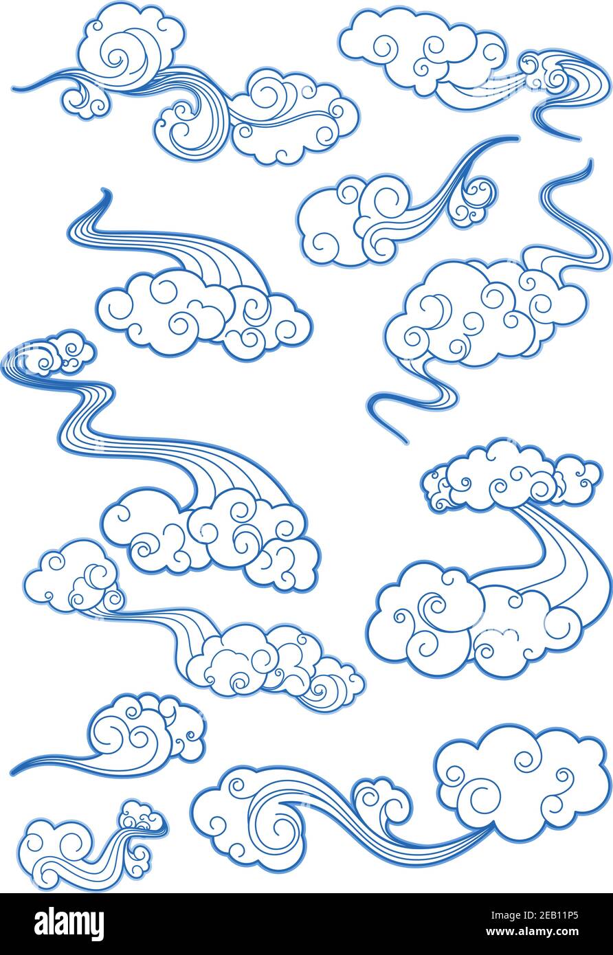 Sky clouds in style for medieval design in retro cartoon style Stock ...