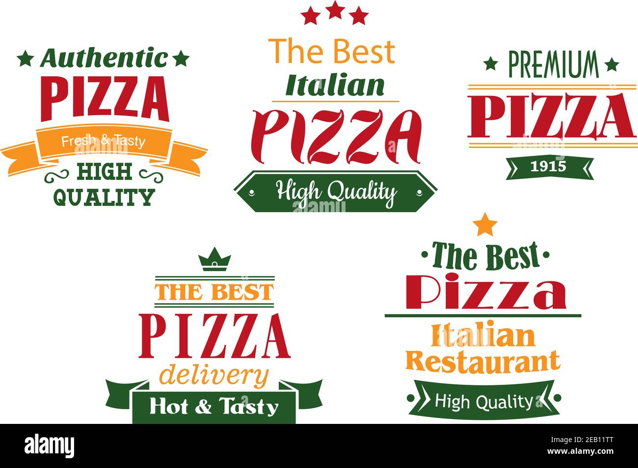 Pizza banners, labels and signs for pizzeria, cafe or restaurant design ...
