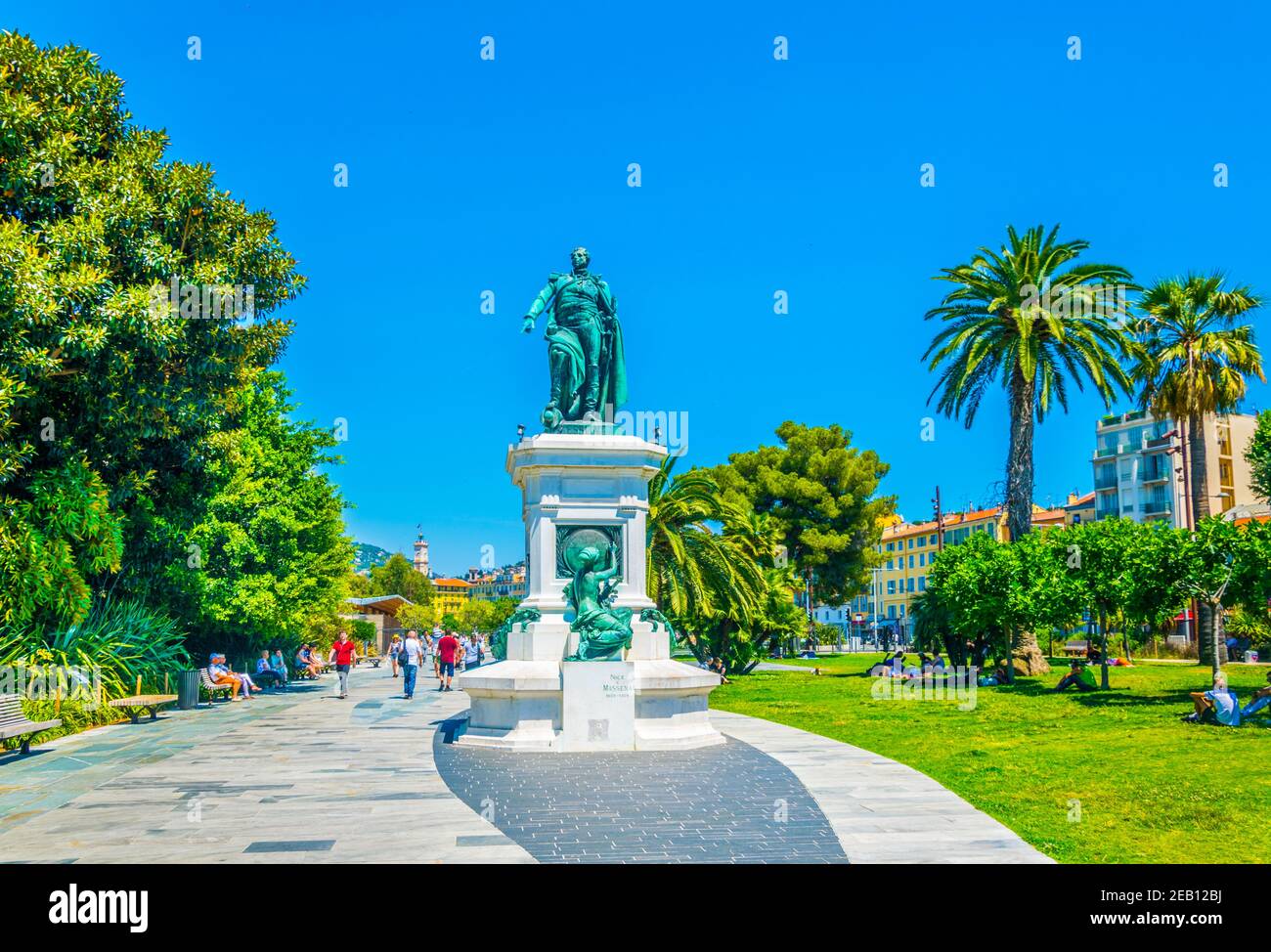 NICE, FRANCE, JUNE 11, 2017: Statue of Andre Massena at the park ...
