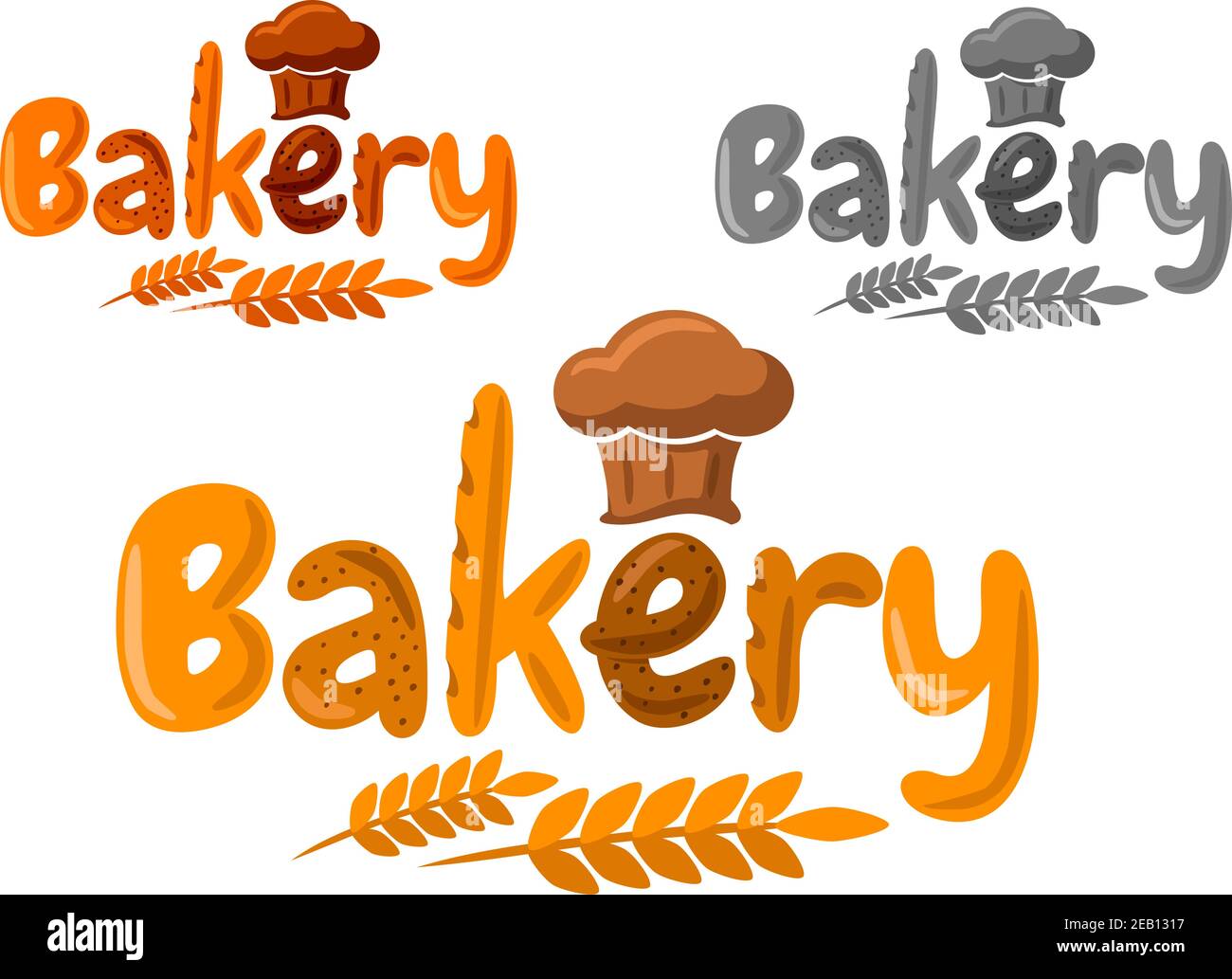 Bakery cartoon emblem or logo with word Bakery made of different sorts ...