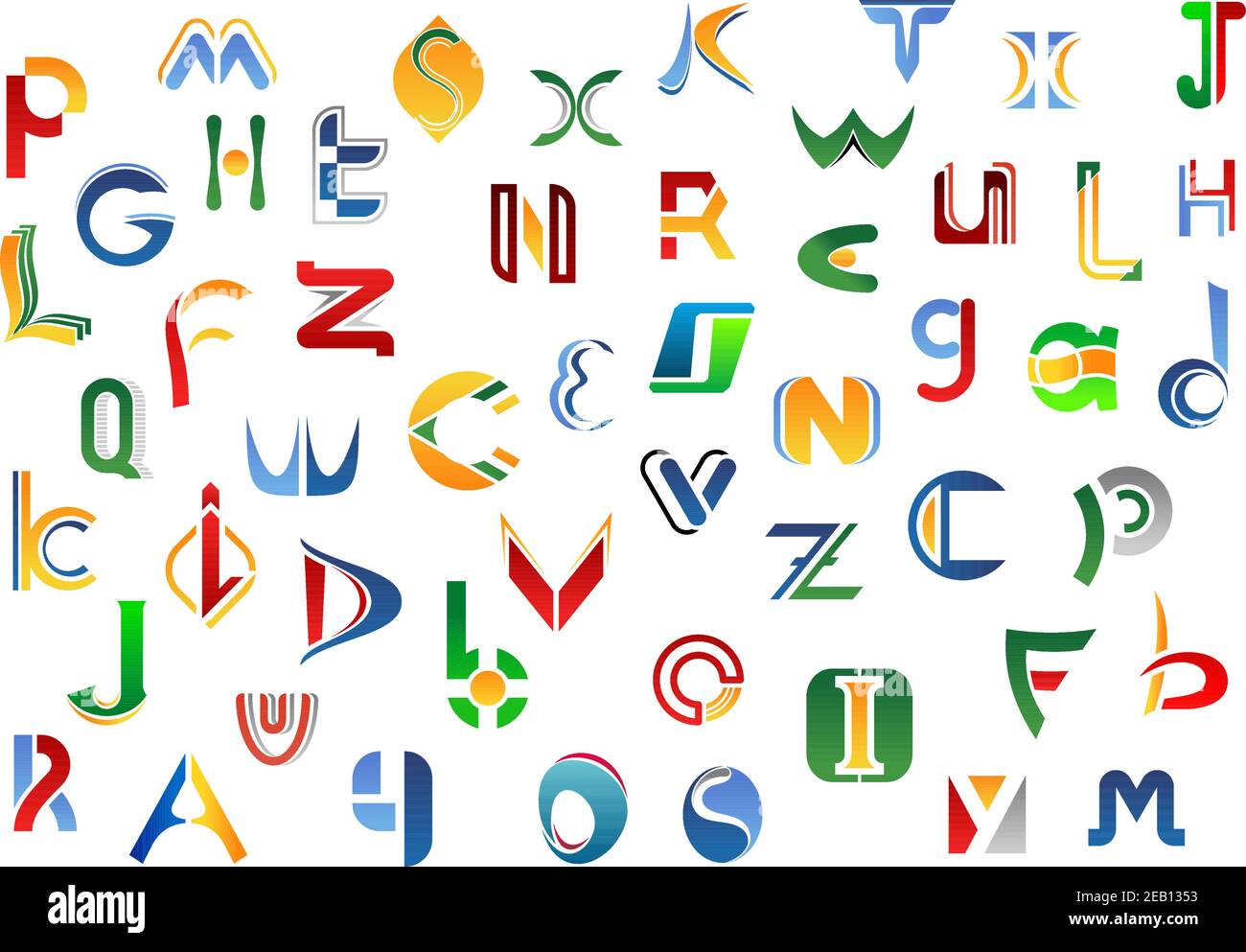 Full alphabet letters set for logo, emblem or symbol design Stock ...