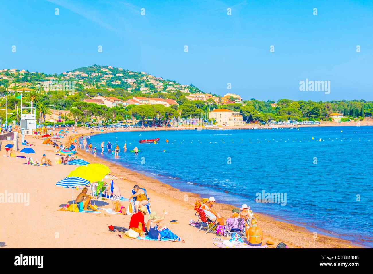 AGAY, FRANCE, JUNE 16, 2017: People are enjoying summer on a beach in ...