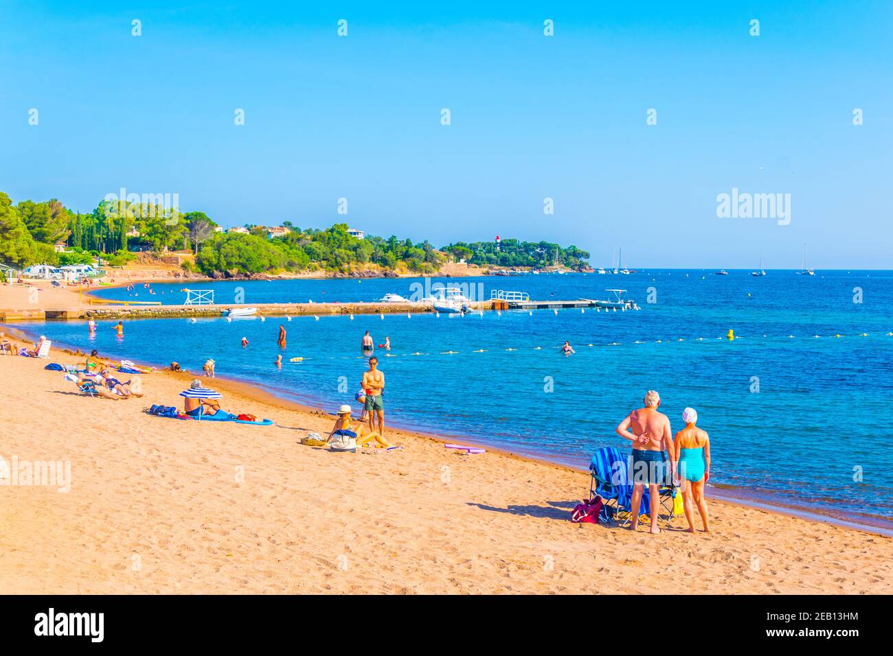 AGAY, FRANCE, JUNE 16, 2017: People are enjoying summer on a beach in ...