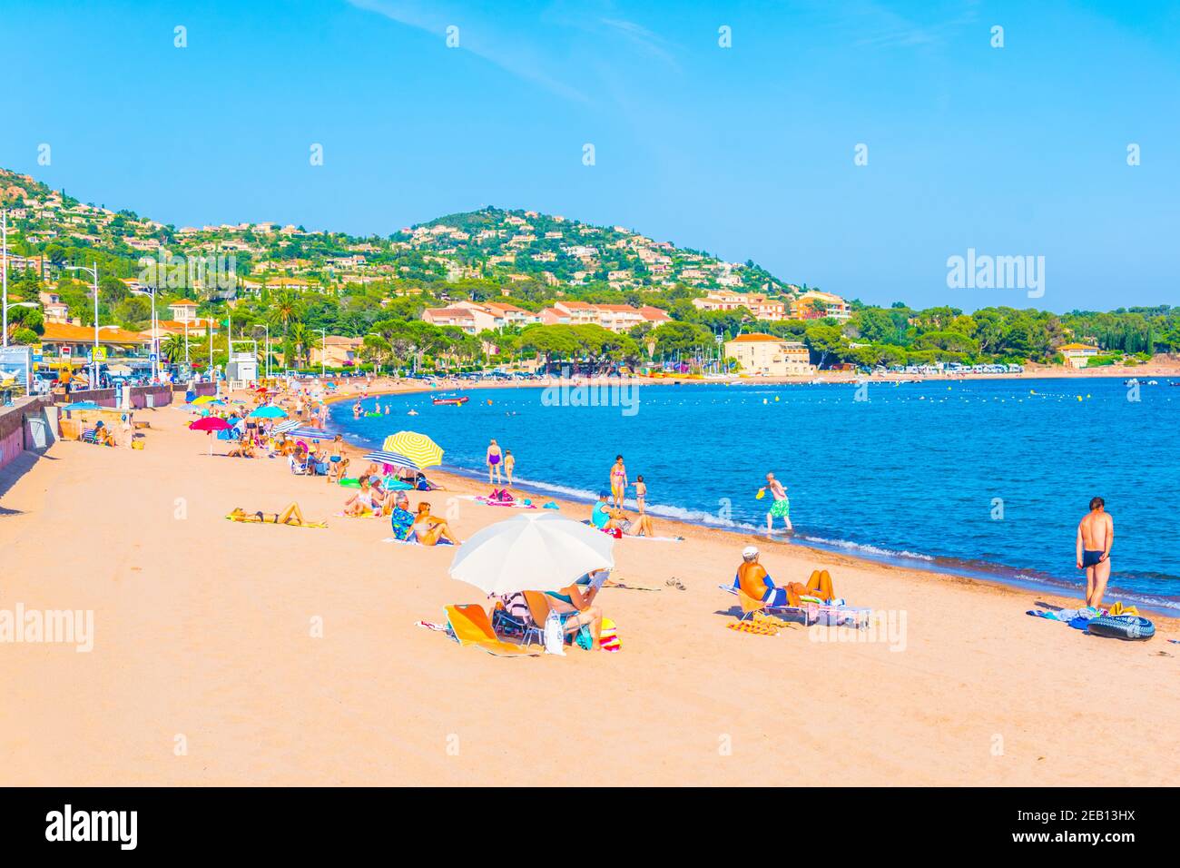 AGAY, FRANCE, JUNE 16, 2017: People are enjoying summer on a beach in ...