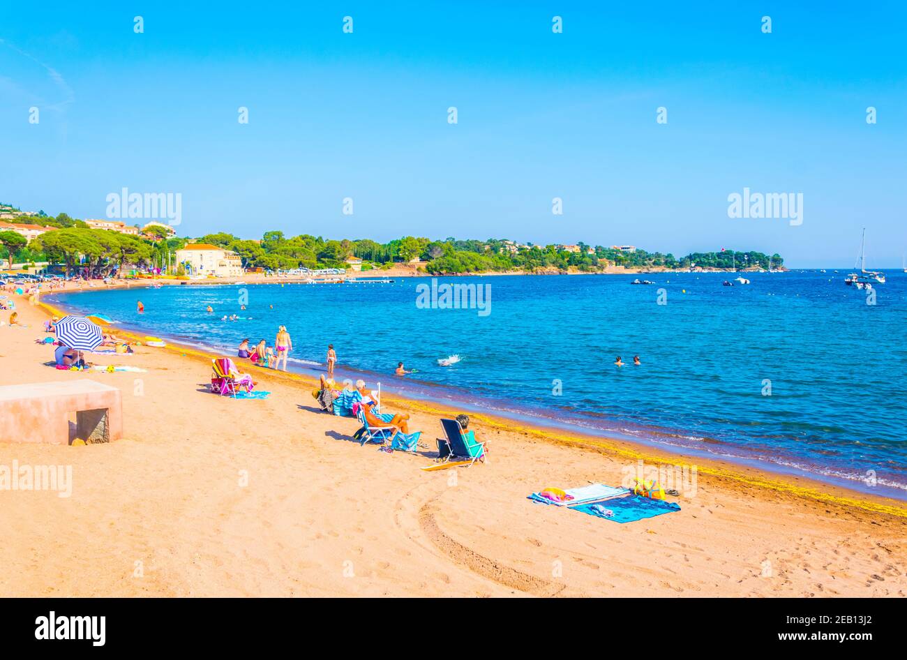 AGAY, FRANCE, JUNE 16, 2017: People are enjoying summer on a beach in ...