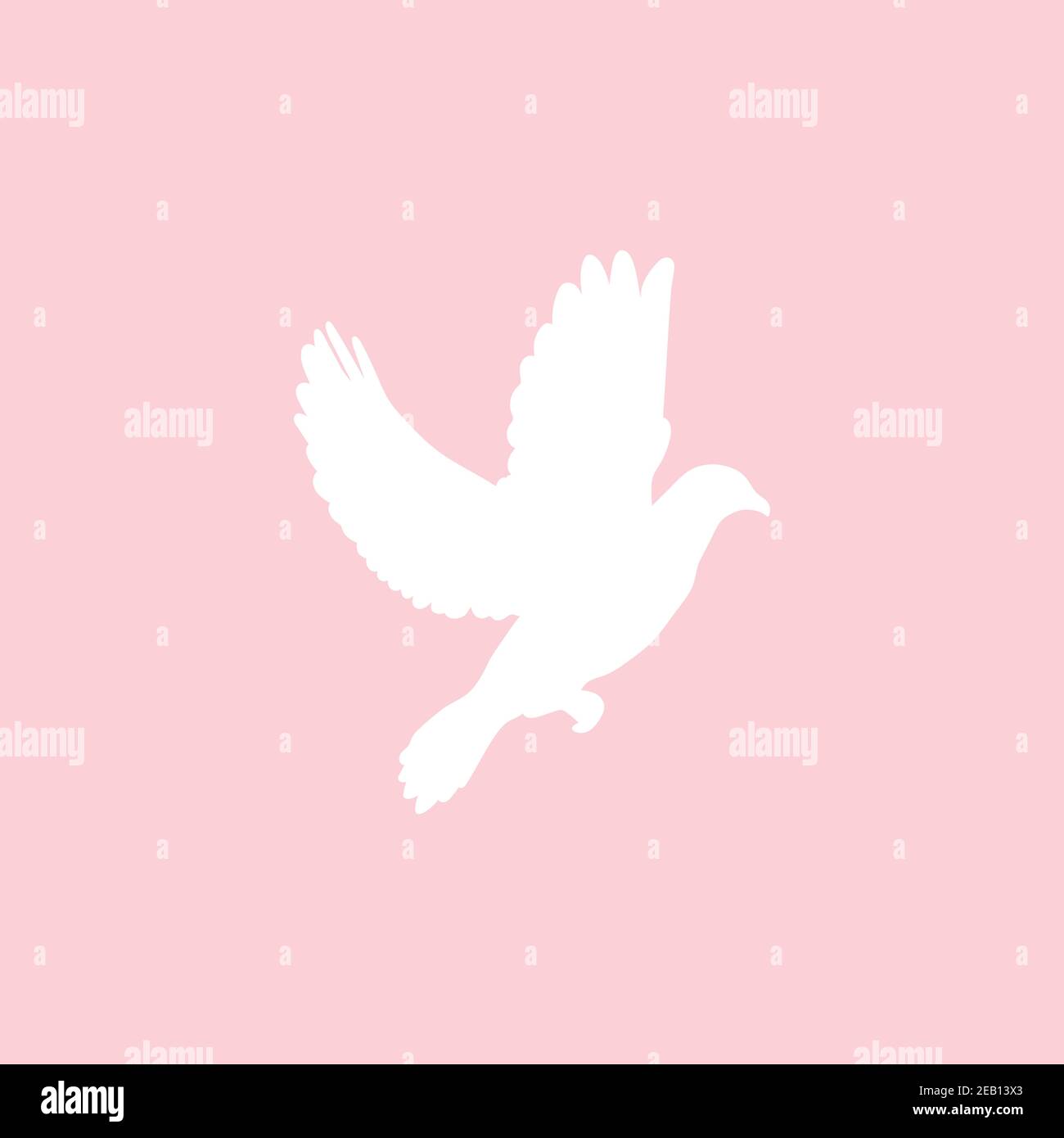 Flying dove isolated on pink background. Vector illustration. Wedding ...