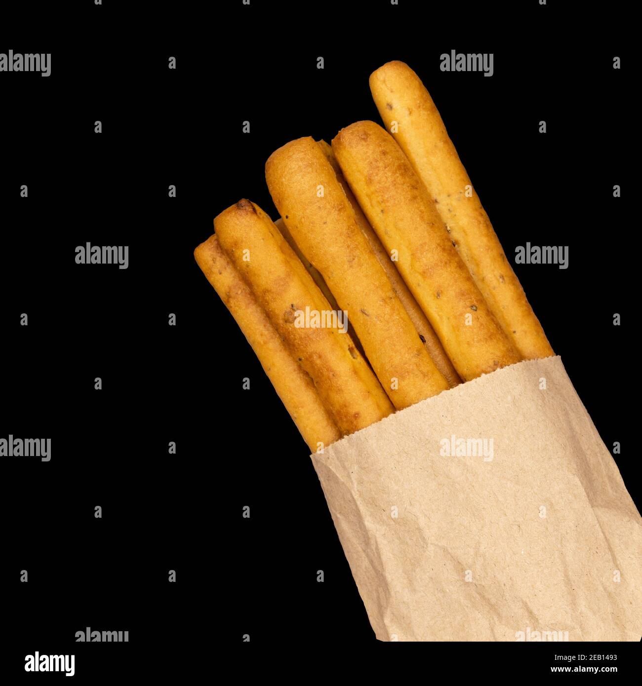 Crispy breadsticks. Traditional Italian snack, grissini on dark ...