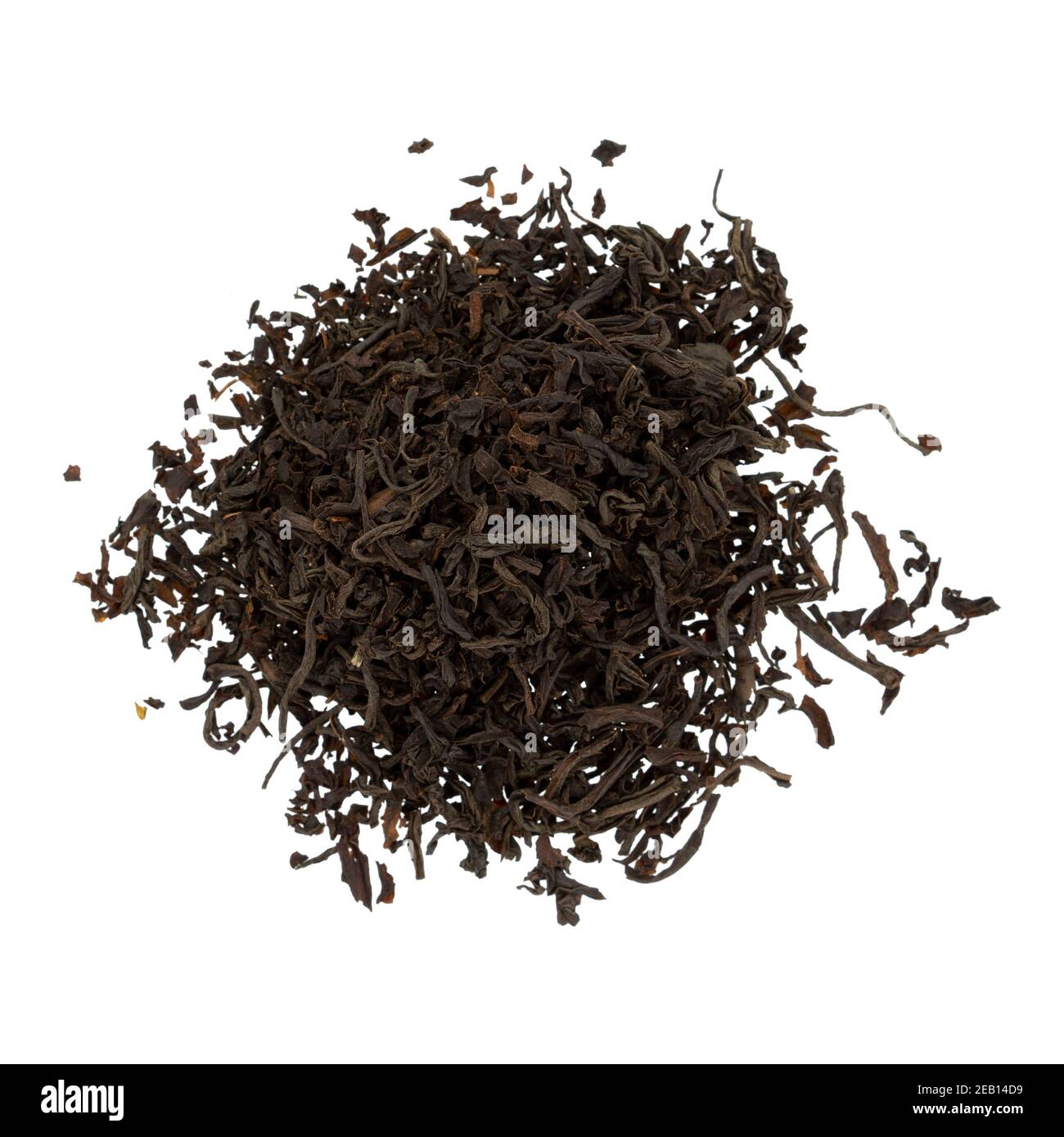 Dry black tea leaves isolated on white background. Top view Stock Photo ...