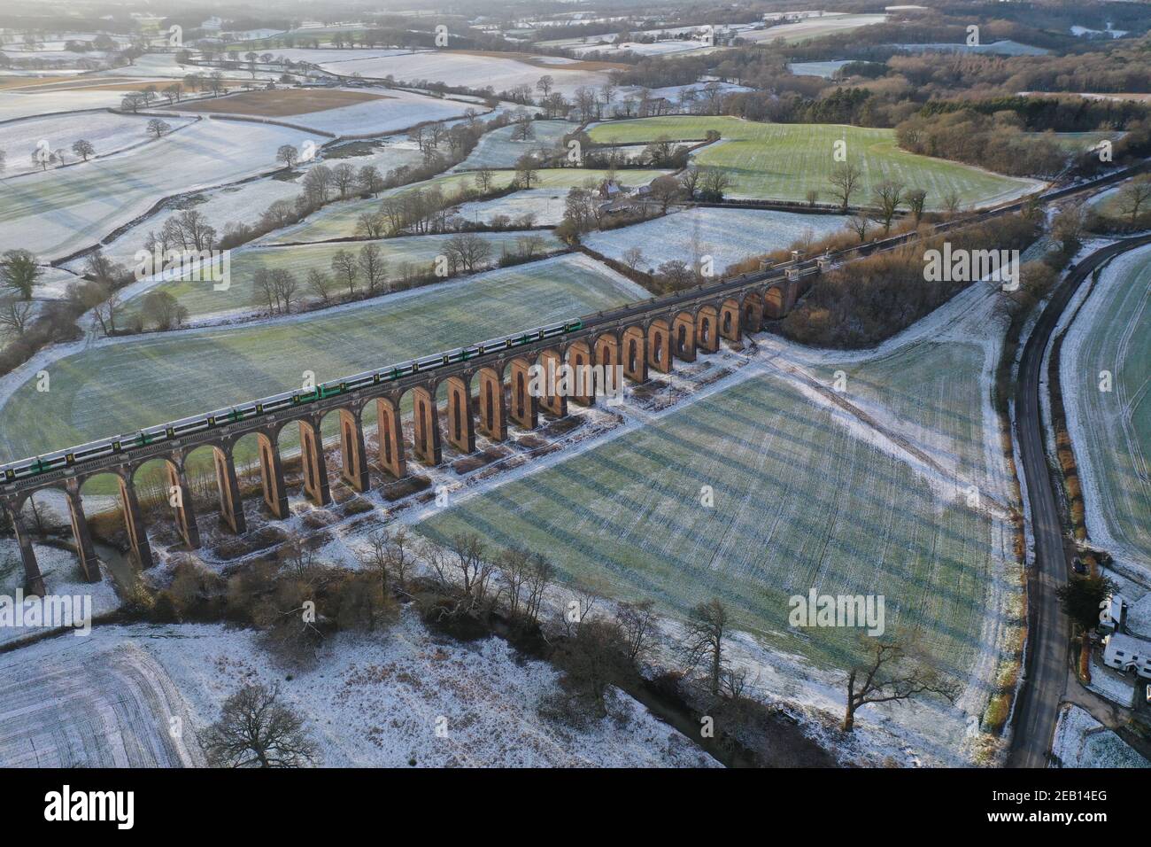 Winter afternoon sun setting on Balcombe Viaduct in Sussex UK Stock ...