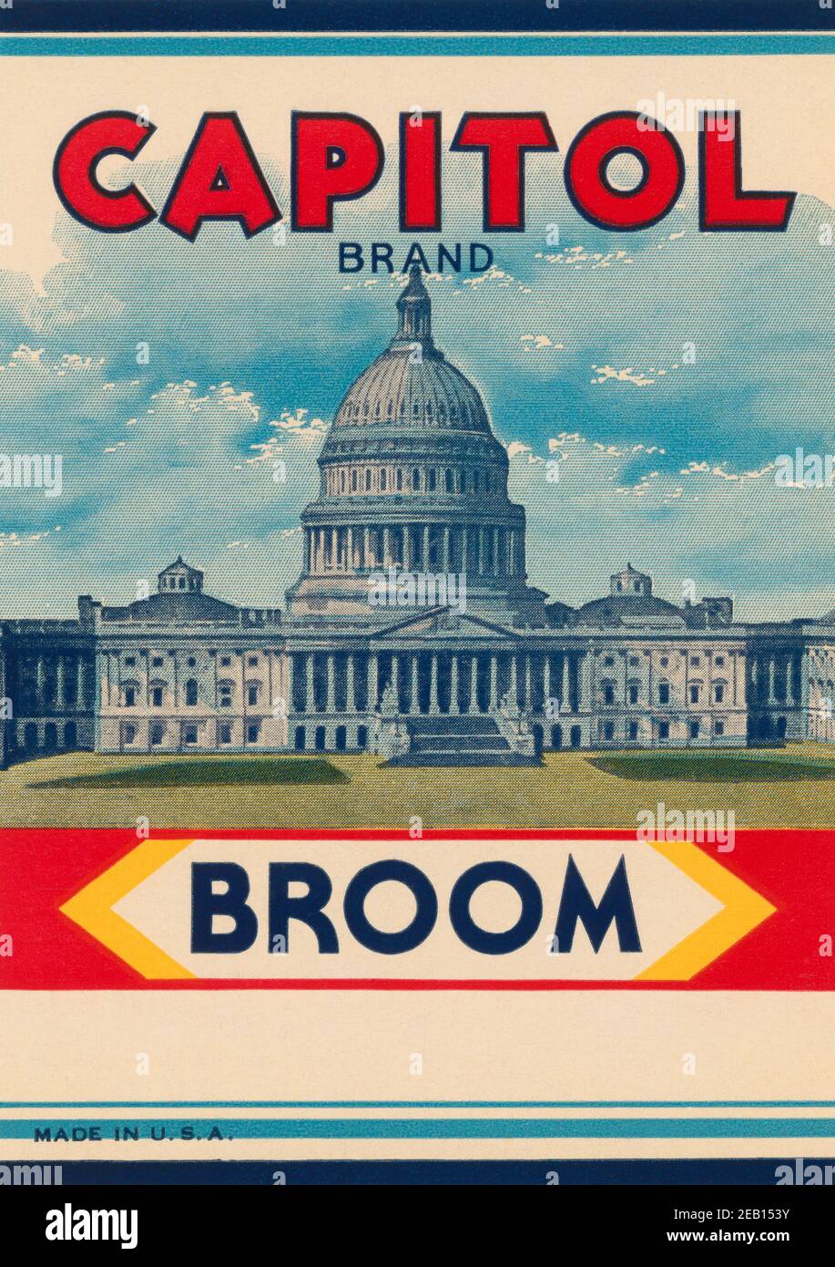 Capitol Brand Broom Label Stock Photo - Alamy