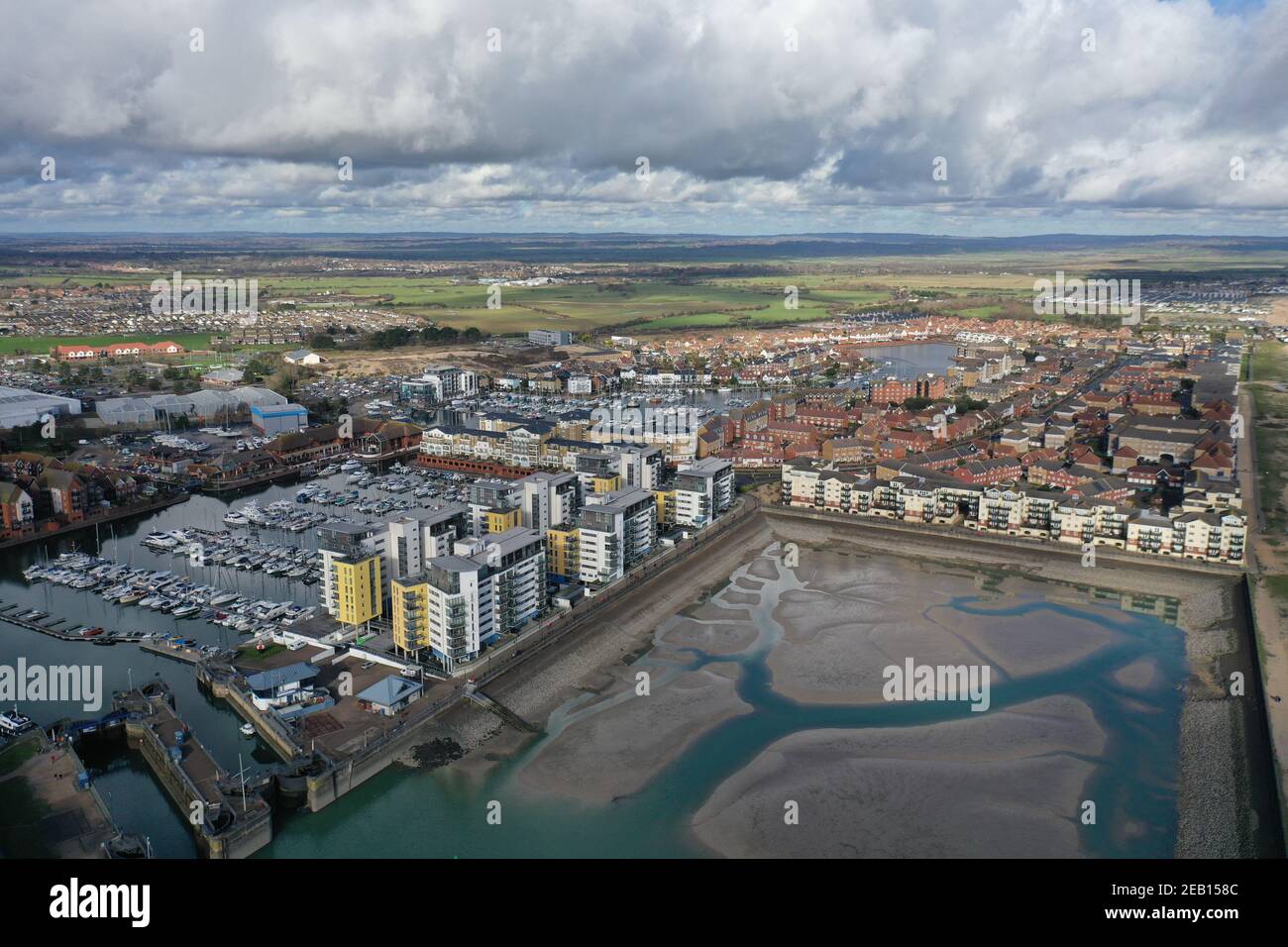 Aerial view of Sovereign Harbour, Eastbourne, Sussex UK Stock Photo - Alamy