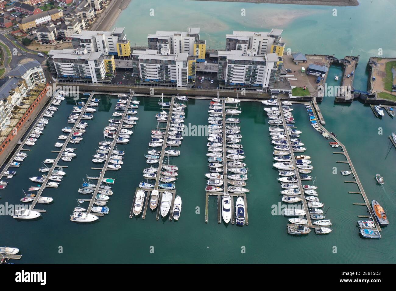 Aerial view of Sovereign Harbour, Eastbourne, Sussex UK Stock Photo - Alamy