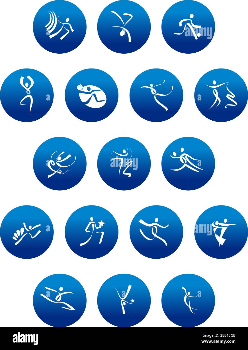 Sports and artistic gymnastics icons with white abstract sportsman ...