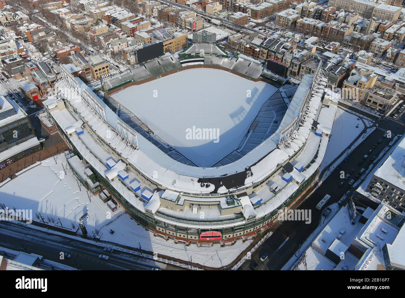 Wrigley field baseball stadium aerial hi-res stock photography and ...