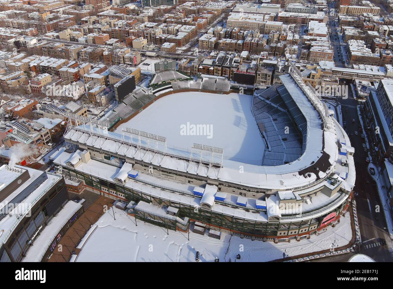 Wrigley field baseball stadium aerial hi-res stock photography and ...