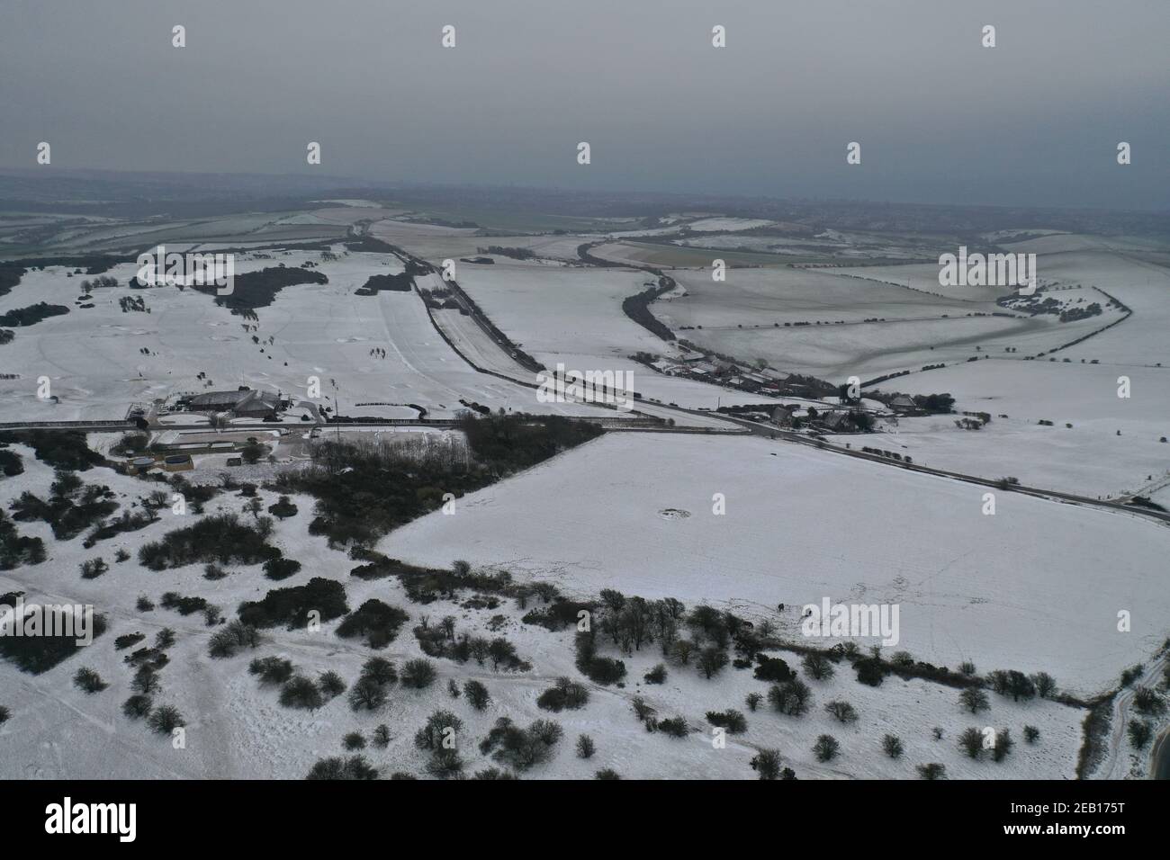 Aerial views of Ditching Beacon in winter Stock Photo - Alamy