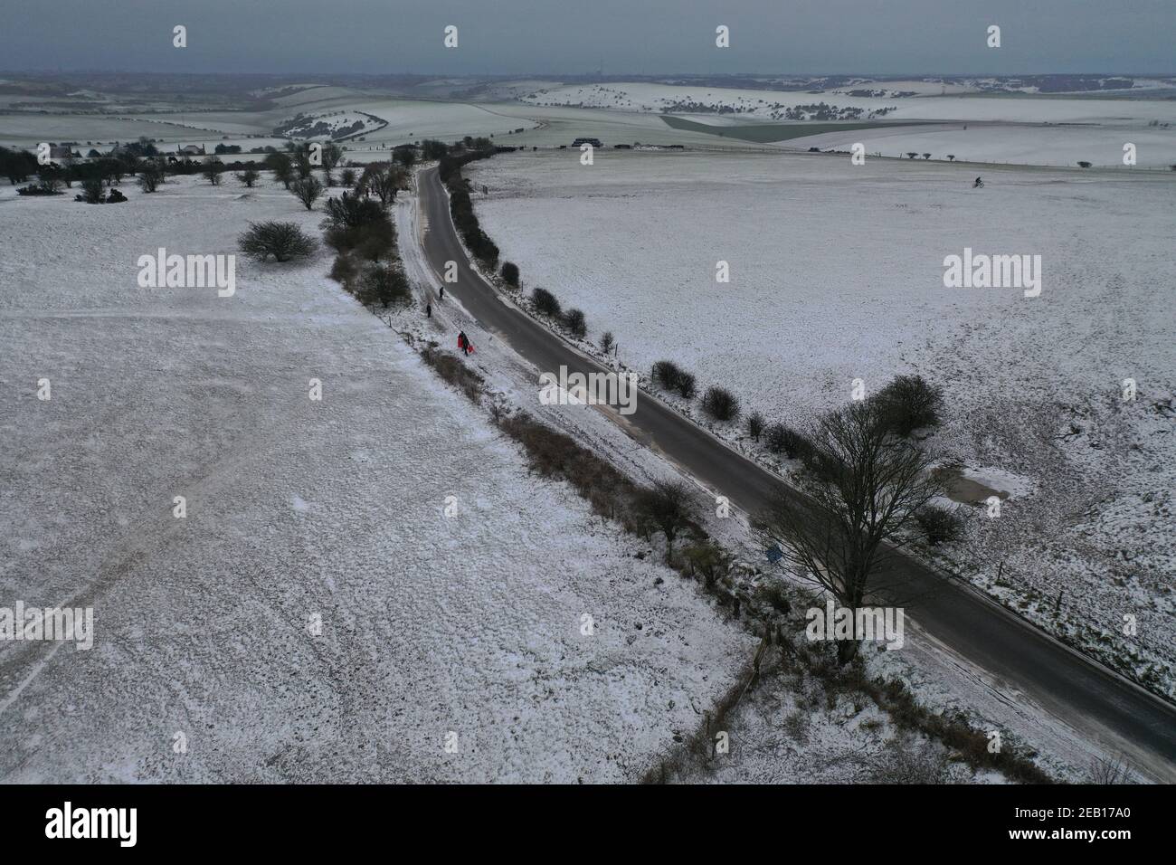 Aerial views of Ditching Beacon in winter Stock Photo - Alamy