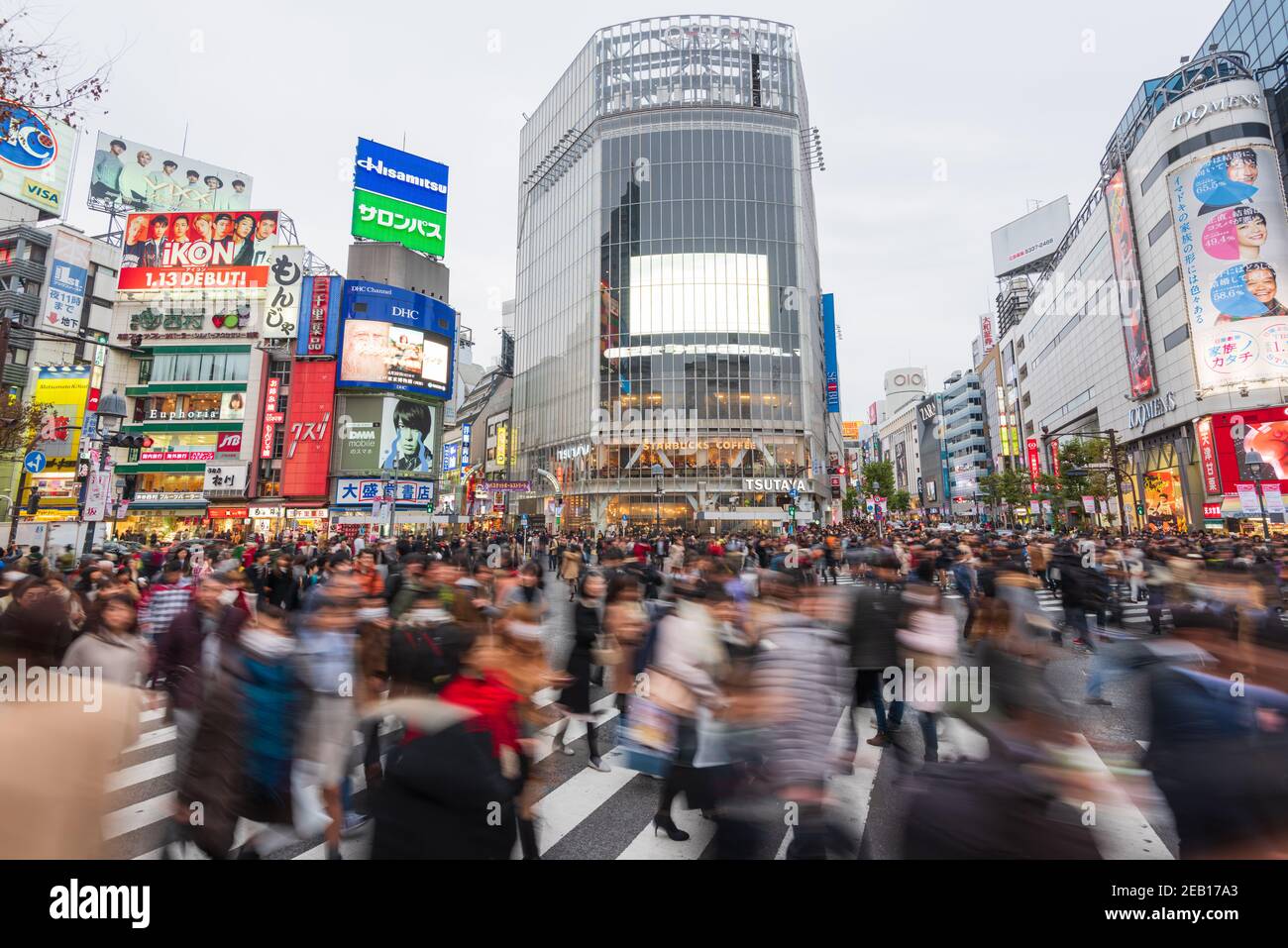Tokyo, Japan - Janury 17, 2016: An abstract view of Commuters crossing ...