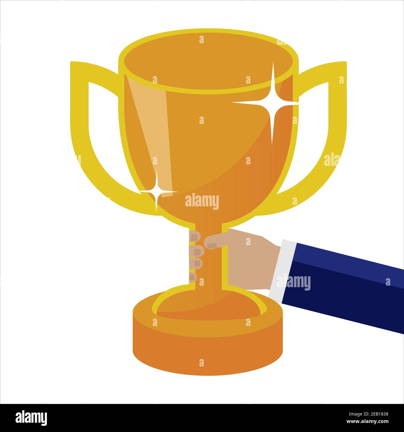 Hand holding golden award cup vector illustration Stock Vector Image ...