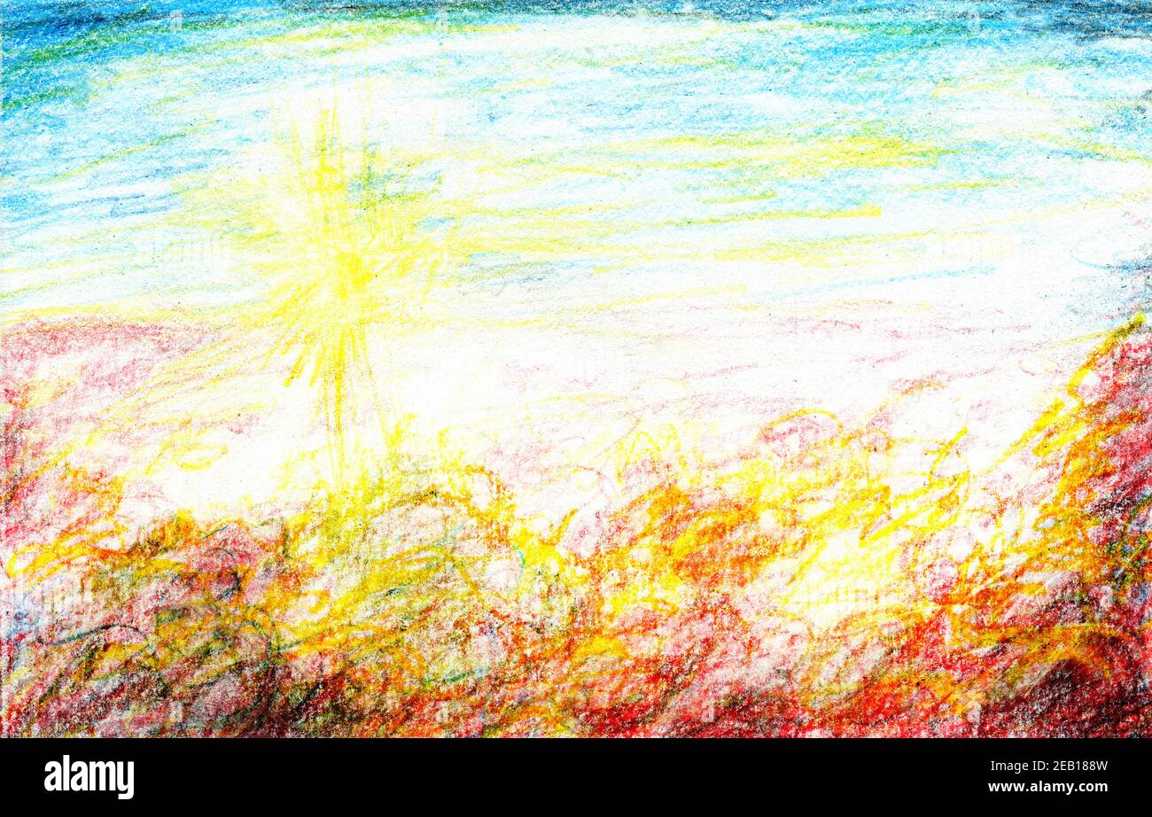 Hand drawing sky clouds sun hi-res stock photography and images - Alamy