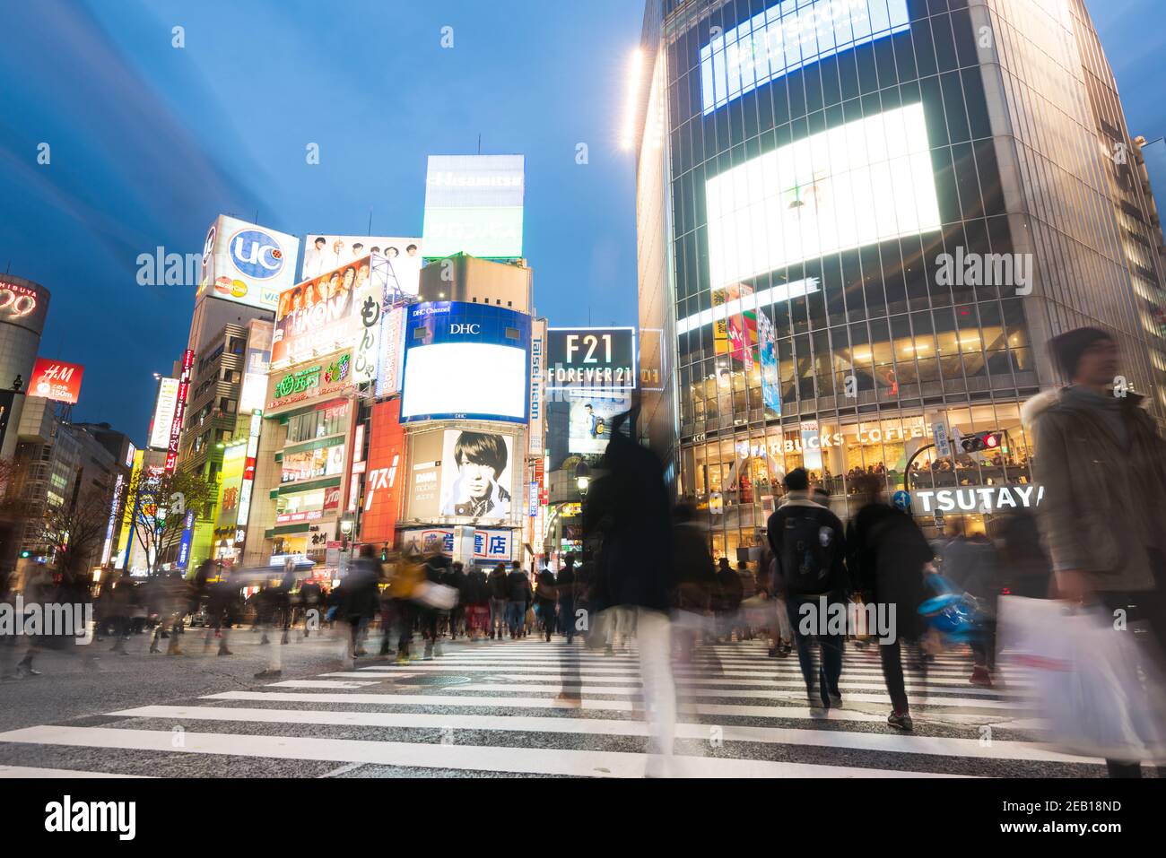 Tokyo, Japan - Janury 17, 2016: An abstract view of Commuters crossing ...