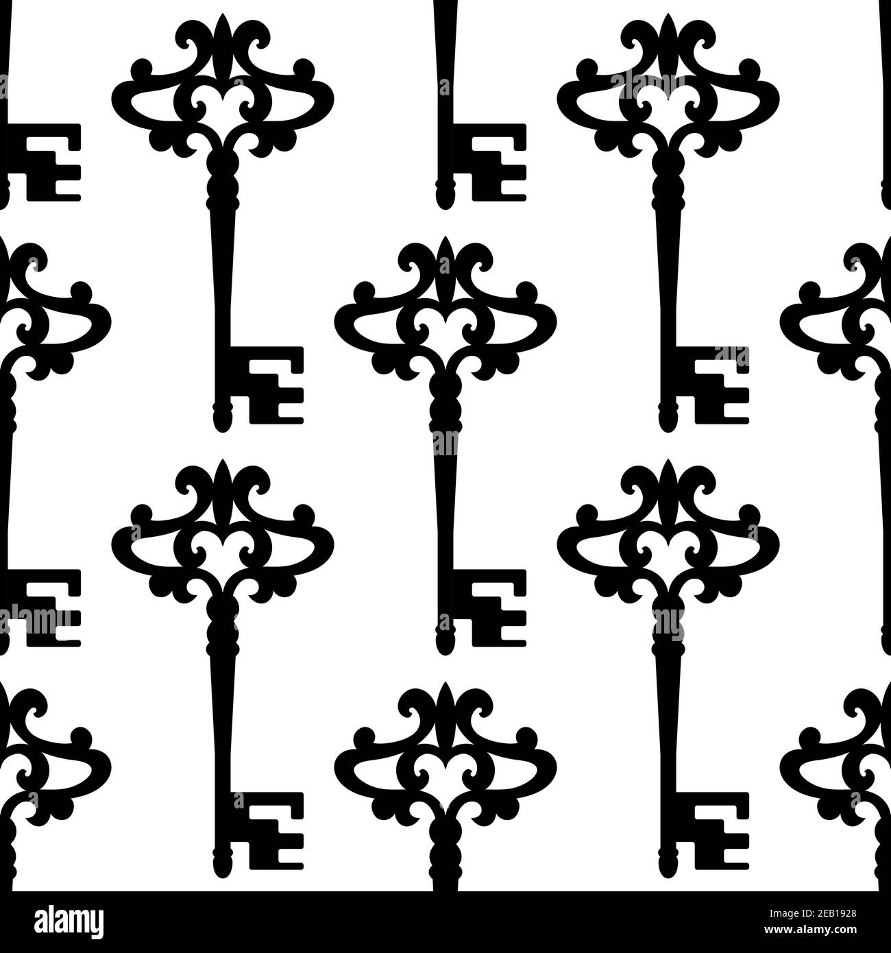 Seamless background pattern of a vintage keys with a repeat vector ...