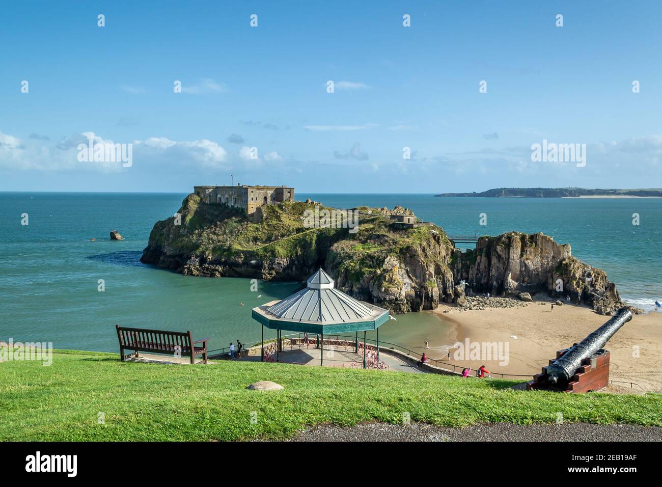 Castle in the city of Tenby, Wales Stock Photo - Alamy
