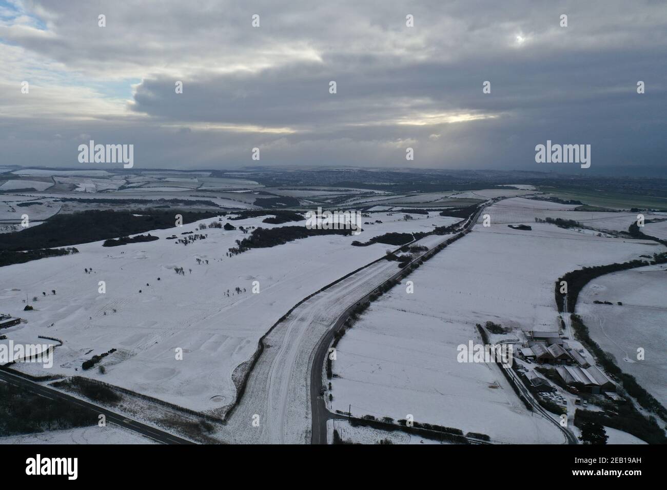 Ditching Beacon, South Downs national park, aerial views winter 2021 ...