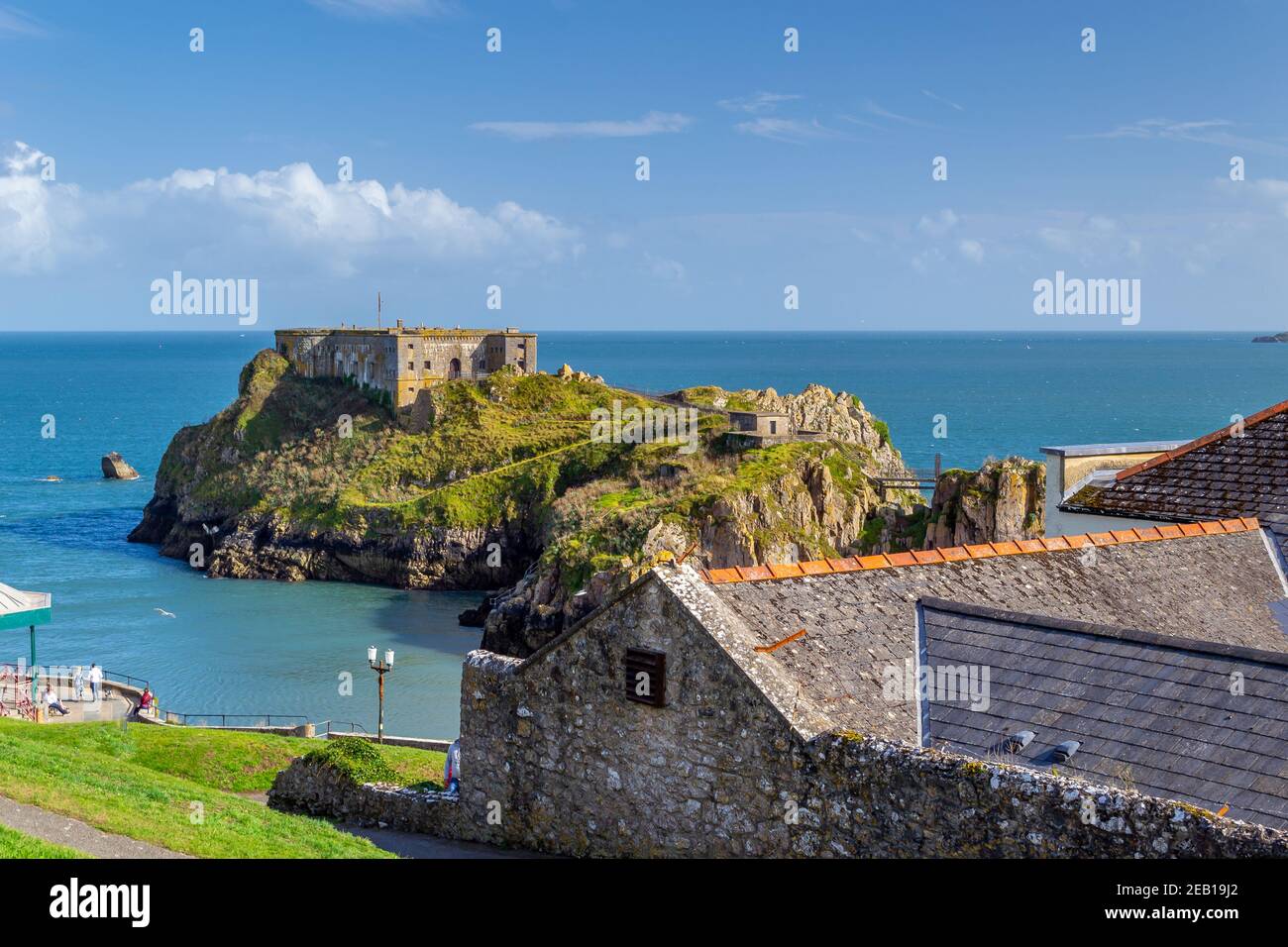 Castle in the city of Tenby, Wales Stock Photo - Alamy