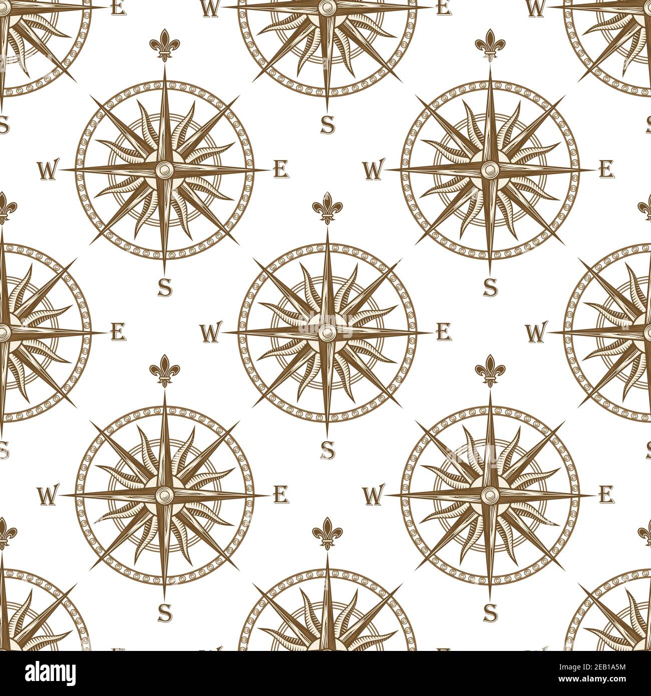 Compass seamless background pattern with a repeat motif of a vintage ...