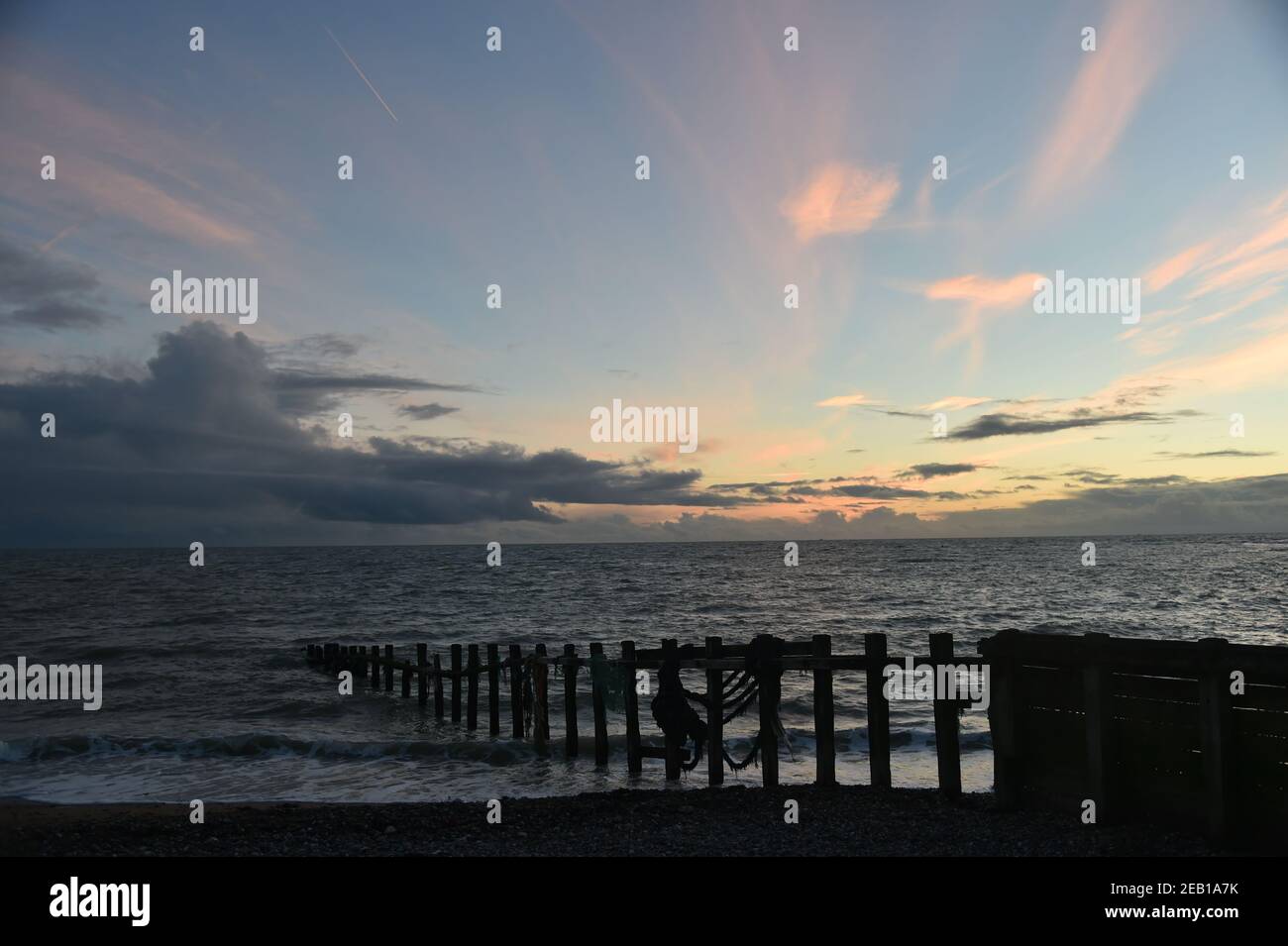 Groynes on sussex coastal beaches, UK Stock Photo - Alamy