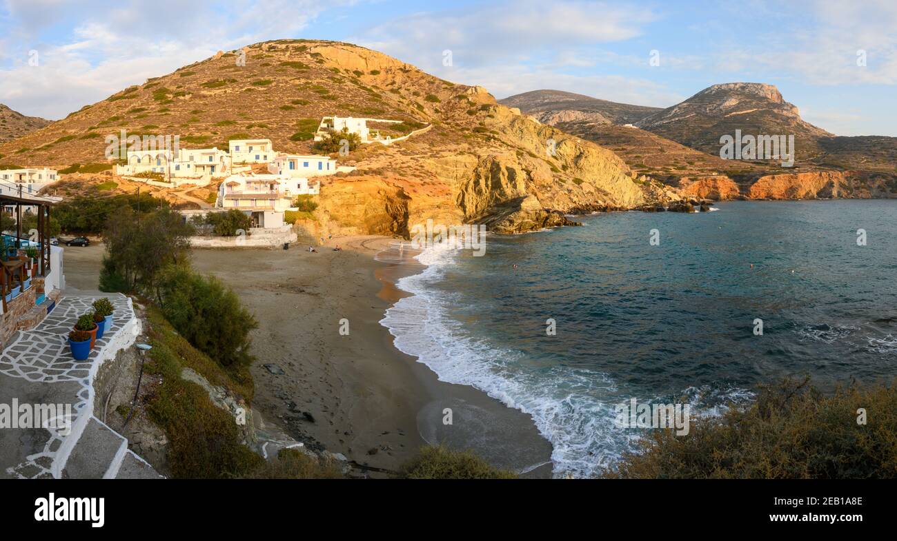 Agali Beach beach at the picturesque bay of Vathy on Folegandros island ...