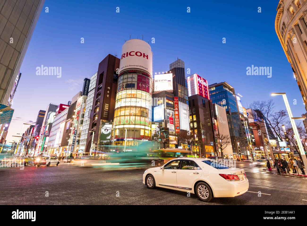 Tokyo, Japan - January 18, 2016: The famous Ricoh billboard building ...
