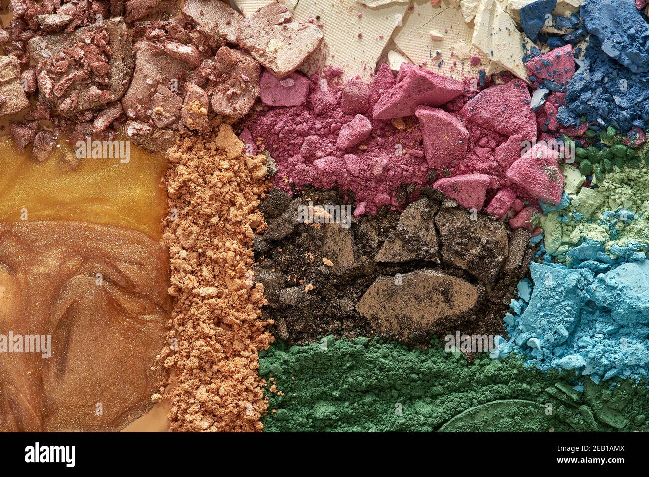 Broken eyeshadows in trendy shades isolated on white background Stock ...