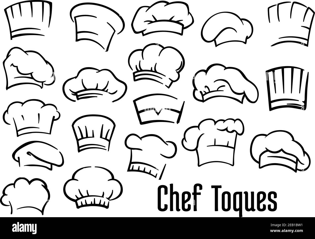 Chef or baker hats and toques set in cartoon style Stock Vector Image ...