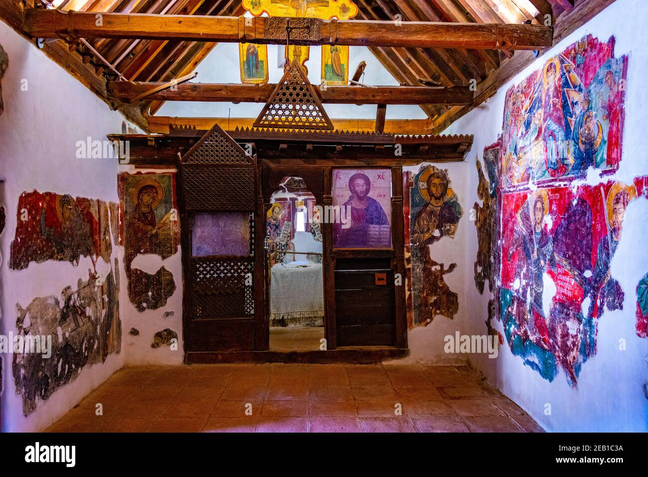 MOUTOULLAS, CYPRUS, AUGUST 22, 2017: Interior of church of Panagia tou ...