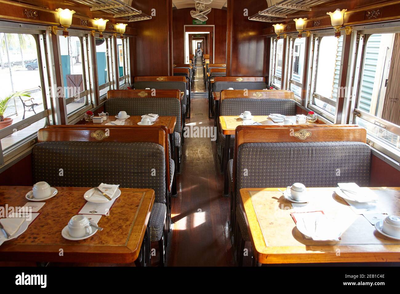 Interior of the train carriage on the North Borneo Railway at Tanjung ...