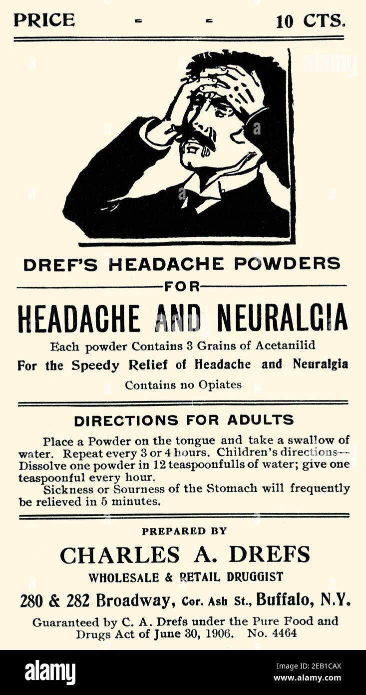 Vintage headache cure hi-res stock photography and images - Alamy