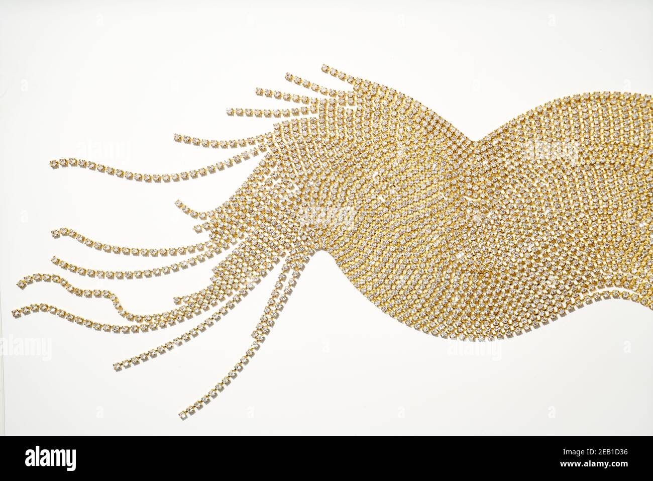 Strass strands on a white background, beautifully laid out in waves ...