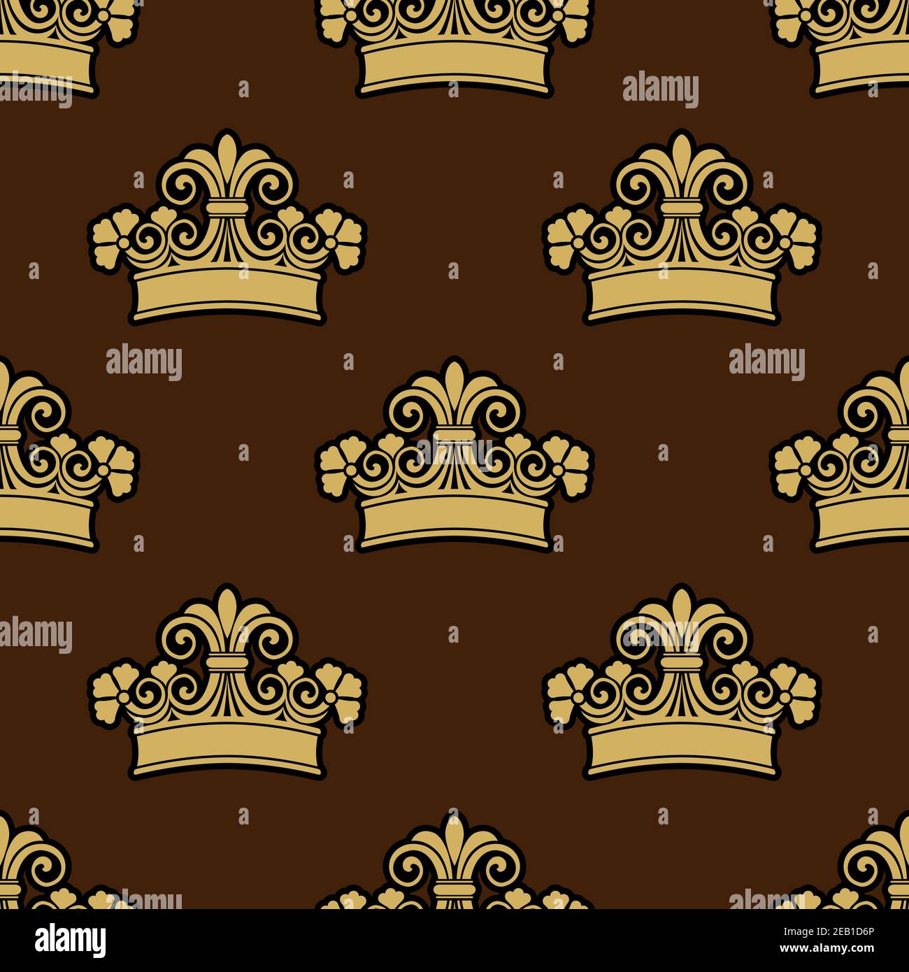 Seamless background pattern of a heraldic crowns depicting royalty on a ...