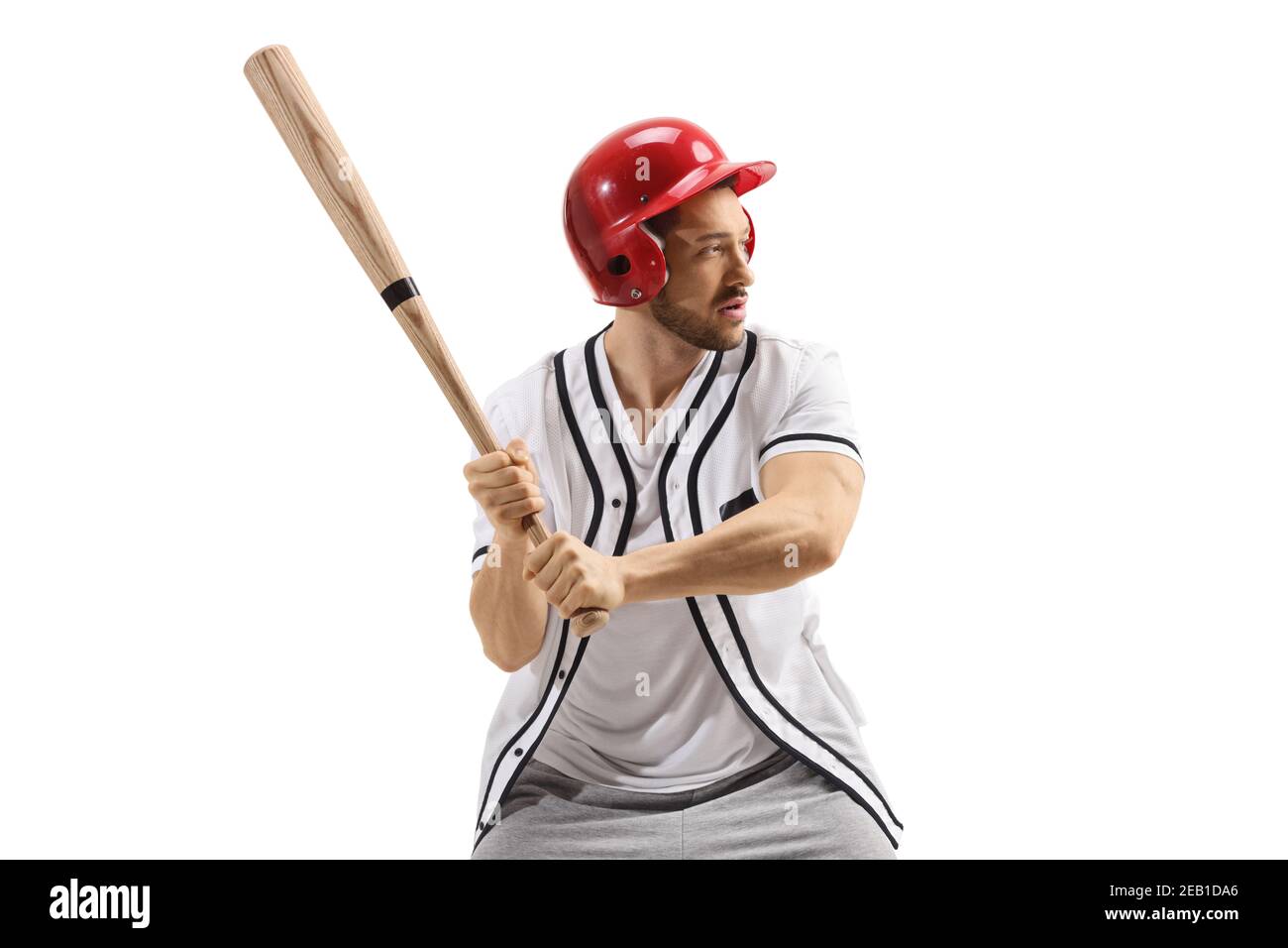 Baseball player hitting with a bat isolated on wahite background Stock ...