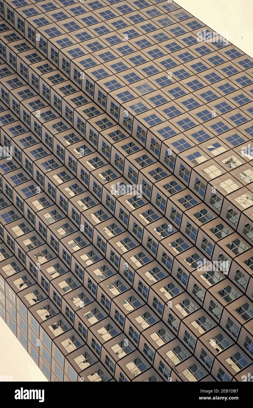 Future unfolds here. Concrete construction with glass windows. House ...