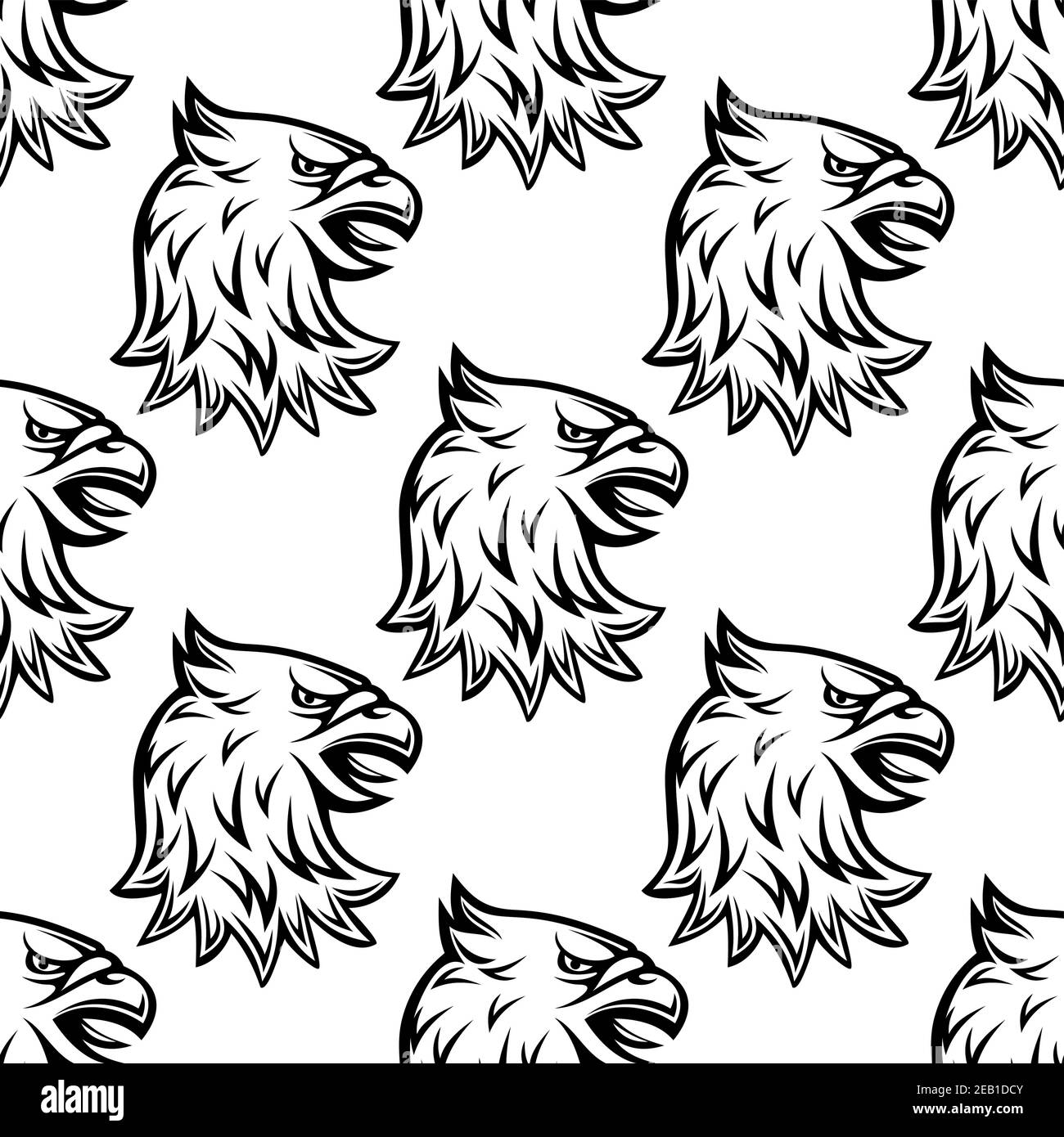 Seamless pattern with head of heraldic eagle on white background for ...