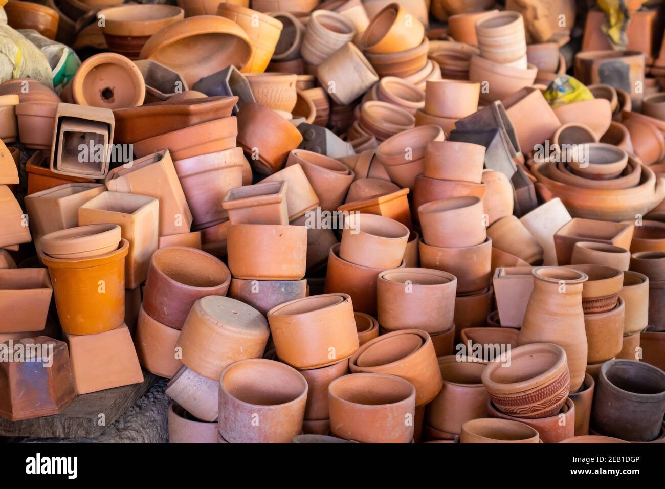 Traditional pottery in the city of Raquira. City of Pots Stock Photo ...