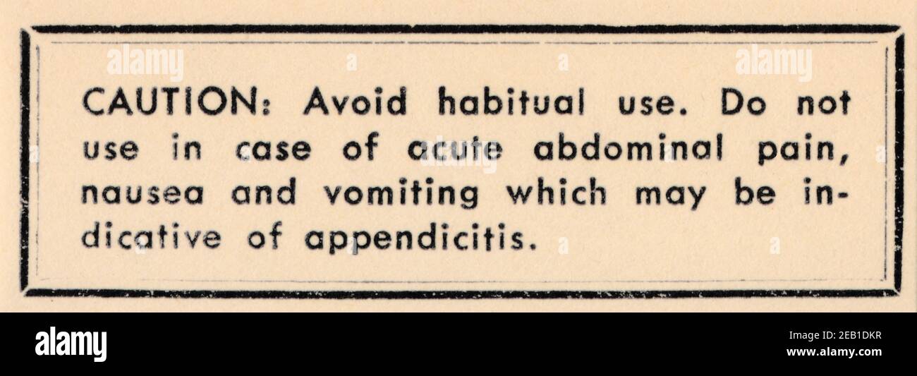 Caution: Avoid Habitual Use… 1920 Stock Photo - Alamy