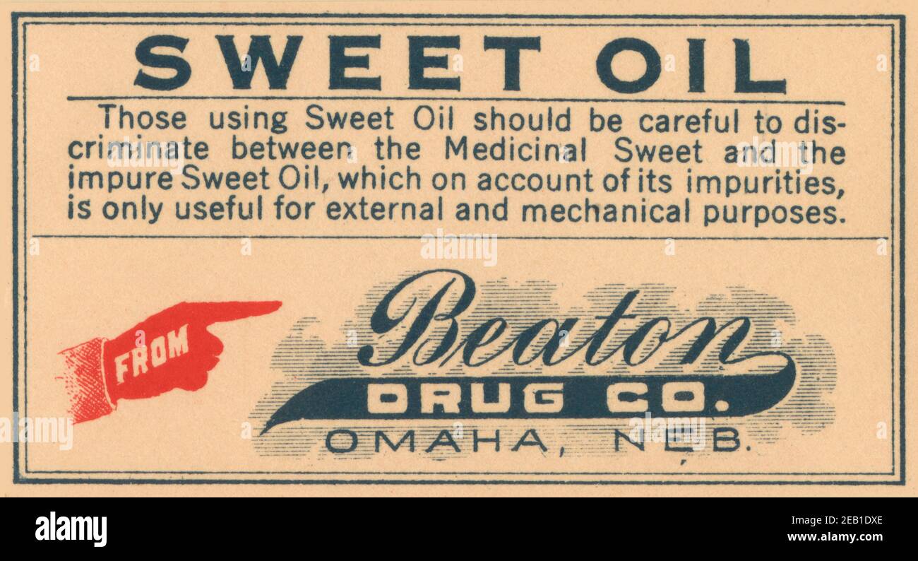 Sweet Oil 1920 Stock Photo - Alamy