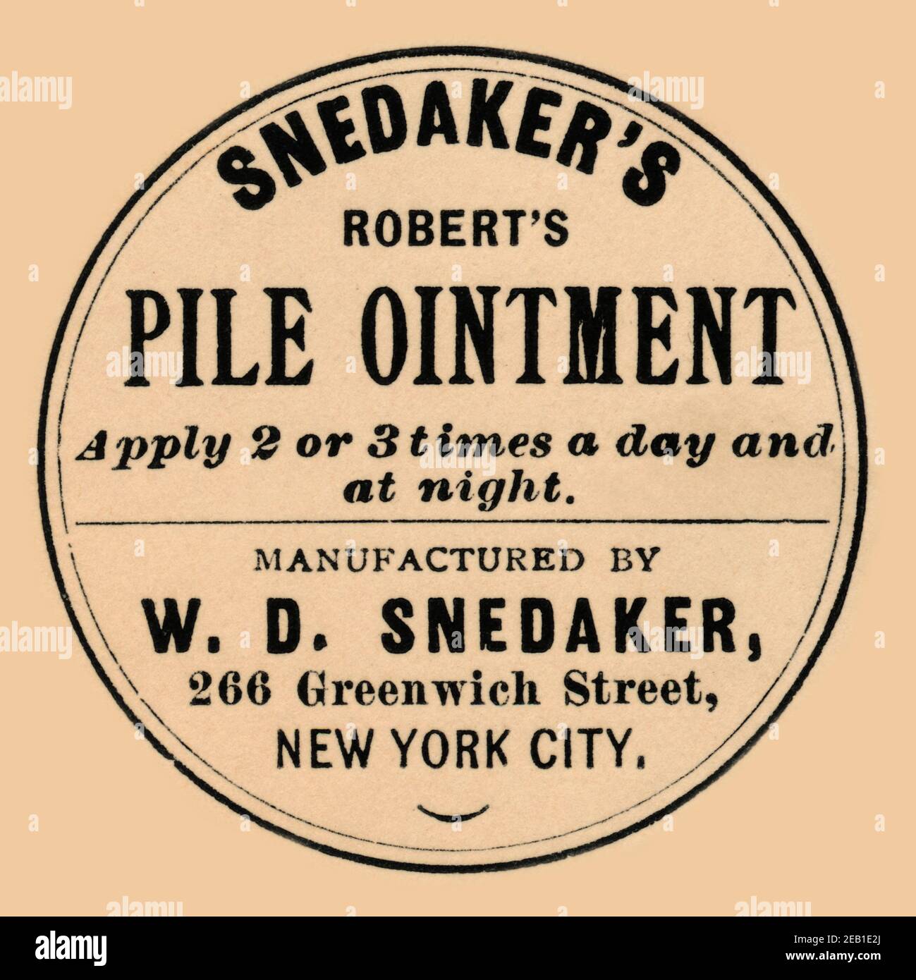 Snedaker's Robert's Pile Ointment Stock Photo - Alamy