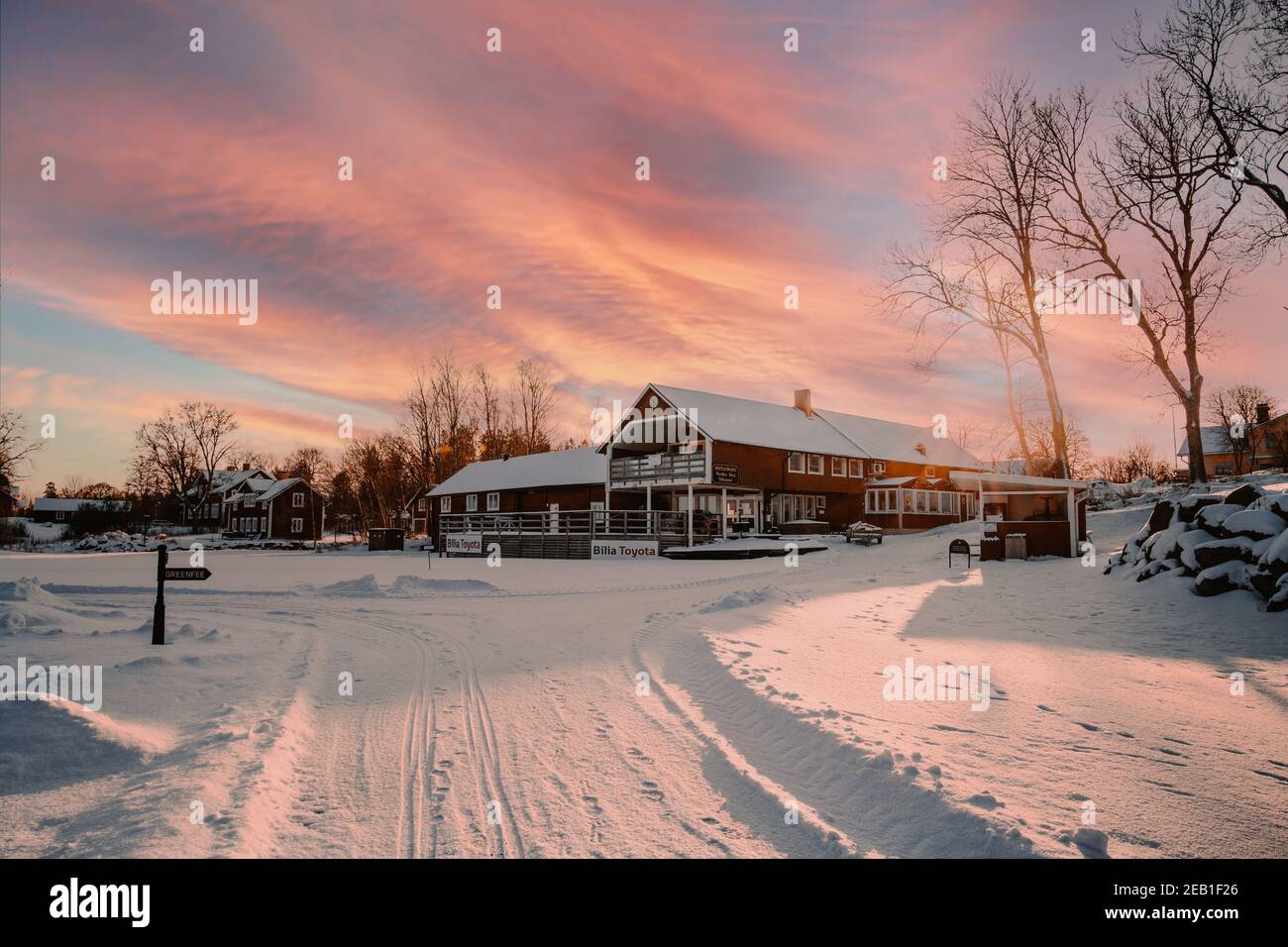 Snowy Swedish golf course Stock Photo - Alamy